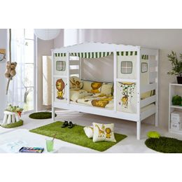 Kinderbett Ticaa, B:96,6cm, wei&szlig;, Betten, "Lio", Hausbett, aus Kiefer Massivholz, inkl. Rollrost