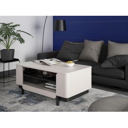 Couchtisch FORTE, B:115cm H:49,4cm T:65,4cmsand schwarz, sand, sand, Wohnzimmer, Tische, "VODOL", Couchtisch, Ablageboden, 2 offen F&auml;cher