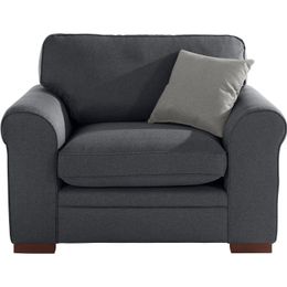 Sessel Home Affaire, B:128cm H:93cm T:95cm, grau, 100% Polyester, Wohnzimmer, Sessel, "Broughton", weiche Polsterung, passend zur Serie "Broughton",
