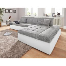 Ecksofa DOMO collection, B:300cm H:80cm T:172cm, wei&szlig;, Kunstleder SOFTLUX / Struktur (90% Polyester, 10% Polyacryl);Zierkissen: Struktur (90%