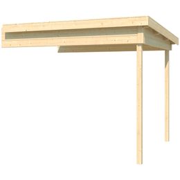 Schleppdach Lasita Maja, B:2.600cm H:2.109cm T:2.246cm, beige, Holzwerkstoff, Gartenhaus-Anbaud&auml;cher, "Zambesi 200", Dachverl&auml;ngerung 28 mm,