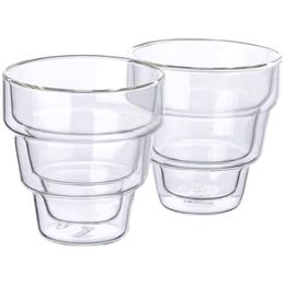 Mulex Latte-Macchiato-Glas "Mulex Gl&auml;ser Set Phoenix", &Oslash; 7cm x 10cm, 250ml, 2 Stk., transparent, Trinkgef&auml;&szlig;e, doppelwandiges Trinkglas f. Kaffee,