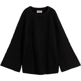 bonprix Damen Strickpullover "Oversize-Pullover mit Zopfmuster", schwarz, Gr. 36, unifarben, Strick, Obermaterial: 97% Polyester, 3% Wolle, Pullover,