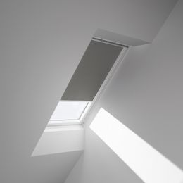Velux Verdunklungsrollo "DKL F04 0705SWL", F04, stufenlos positionierbar, grau, Kinderzimmer, Rollos, wei&szlig;e F&uuml;hrungsschienen & Griffleiste