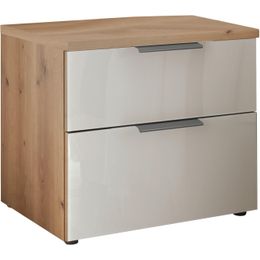 Nachtkonsole Wiemann, B:60cm H:46,4cm T:43cmbianco, eiche, dekor, glas champagner, schiefer, Floatglas, Holzwerkstoff, Metall, Sideboards, "Como",