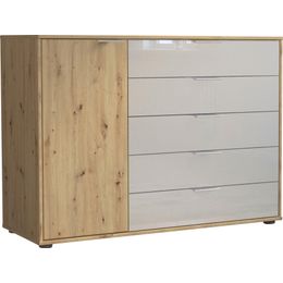 Kombikommode Wiemann, B:120cm H:86cm T:43cm, beige, FSC-zertifiziertes Massivholz, Floatglas, Holzwerkstoff, Schlafzimmer, Sideboards, "Cordoba",