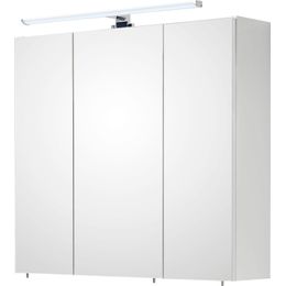 Spiegelschrank SAPHIR, B:75cm H:70cm T:20cm, wei&szlig;, Holzwerkstoff, Badezimmer, Schr&auml;nke, "Quickset 360 Badschrank, 3 Spiegelt&uuml;ren, 6 Einlegeb&ouml;den, 75