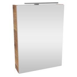 Spiegelschrank Fackelmann, B:50cm H:68cm T:15,3cm, braun, Glas, Badezimmer, Schr&auml;nke, "SBC", Aufsatzleuchte, Schalter und Steckdose, Breite 50cm,