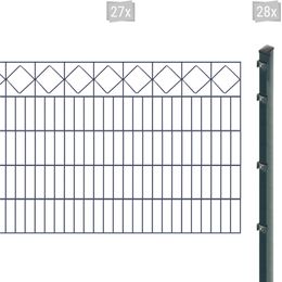 Arvotec Doppelstabmattenzaun "EXCLUSIVE 100 zum Einbetonieren "Karo" mit Zierleiste", H/L: 100cm x 54m, Pfosten: 28 Stk., grau, Zaunelemente,