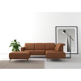 Sit & More Ecksofa SIT & MORE, B:249cm H:84cm T:205cm, braun, Wohnzimmer, Sofas, "Bailando L-Form", wahlweise mit Kopfteilverstellung und Vorziehsitz, motorisch