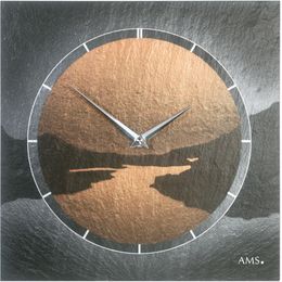 AMS Wanduhr "W9513", B/H/L: 30cm x 30cm, rosa, Wanduhren, Made in Germany,Schiefer,Wohnzimmer,Esszimmer,K&uuml;che,Arbeitszimmer