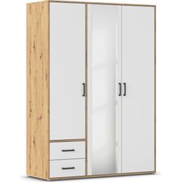 Dreht&uuml;renschrank Rauch, B:140cm H:194cm T:53cm, wei&szlig;, Holzwerkstoff, Schr&auml;nke, "Kleiderschrank Schrank Garderobe W&auml;scheschrank VOYAGER", mit modernen