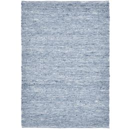 Wollteppich Theko, B:140cm H:12mm L:200cm, blau, Schurwolle, Wohnzimmer, Teppiche, "Alm Freude", Handweb Teppich, reine Wolle, meliert, handgewebt,