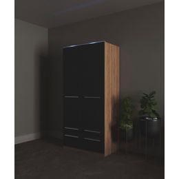 Kleiderschrank Priess, B:94cm H:193cm T:54cm, braun, Holzwerkstoff, Schlafzimmer, Schr&auml;nke, "Schrank Garderobe W&auml;scheschrank Barcelona in 5 Breiten",