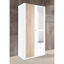 Kleiderschrank Priess, B:94cm H:193cm T:54cm, wei&szlig;, Holzwerkstoff, Schlafzimmer, Schr&auml;nke, mit gerundeten Elementen auf den Au&szlig;ent&uuml;ren