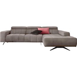 Ecksofa DOMO collection, B:287cm H:79cm T:175cm, grau, 100% Polyester, Wohnzimmer, Sofas, "Trento L-Form, mit Kufenfu&szlig; oder Einzelfu&szlig;", wahlweise mit