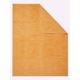 Wohndecke Biederlack, B:150cm L:220cm, gelb, 70% Baumwolle, 30% Polyacryl, Wohndecken
