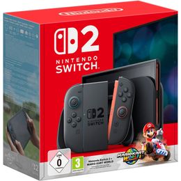 Spielekonsole "Switch 2 + Mario Kart World (DLC)", B:27,2cm H:16,6cm T:1,39cm, schwarz, NINTENDO SWITCH 2, Spielekonsolen, Nintendo Switch 2