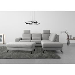 Sit & More Ecksofa SIT & MORE, B:260cm H:88cm T:226cm, grau, Wohnzimmer, Sofas, "Cinturo L-Form", inklusive Sitztiefenverstellung und Federkern, Sitzh&ouml;he 45 cm