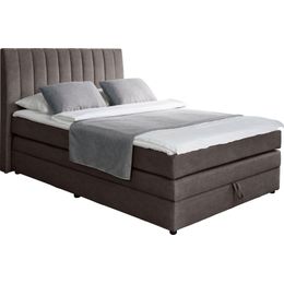Boxspringbett Alina, B:131cm L:212cm, braun, Feinstruktur TRA (100% Polyester), Jugendzimmer, Komplettbetten, "Marvin", inklusive Bettkasten und