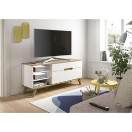 Lowboard Home Affaire, B:140cm H:60cm T:40cm, wei&szlig;, FSC-zertifizierter Holzwerkstoff, Wohnzimmer, Sideboards, "Alesund, Breite 140 cm, 1 Klappe, 1