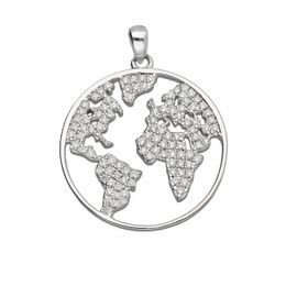 Adelia&acute;s ADELIA ́S Damen Kettenanh&auml;nger "Damen 925 Silber Anh&auml;nger Weltkugel mit Zirkonia &Oslash; 21,4 mm", Silber 925 (Sterlingsilber), silber, Silber 925