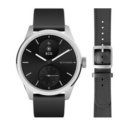 Withings Kinder Smartwatch "ScanWatch 2, Akku bis 35 Tage, appf&auml;hige", 42schwarz, silber, Smartwatches, 42 mm, inkl. Milanese Band Schwarz,