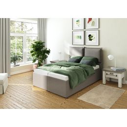 Polsterbett Maintal, B:147cm L:215cm, grau, Struktur fein (100% Polyester), Betten, "Lyara", wahlweise ohne Matratze oder mit 3 Matratzenarten zur