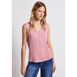 Street One Damen Spitzentopblush peach, Gr. 46, unifarben, Jersey, 95% Viskose, 5% Elasthan, Tops, mit V-Ausschnitt