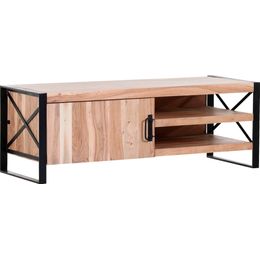 Lowboard GUTMANN FACTORY, B:130cm H:46cm T:52cm, schwarz, Massivholz, Wohnzimmer, Sideboards, "Downtown", Kommode aus massivem Akazienholz, Breite