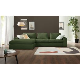 Ecksofa Alina, B:326cm T:180cm, gr&uuml;n, Cord GCT (92% Polyester, 8% Nylon), Wohnzimmer, Sofas, "Sandy", mit Recamiere, in modernem Cordstoff