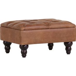 Hocker GUTMANN FACTORY, B:68cm H:36cm T:51cm, braun, Wohnzimmer, Hocker, "Amazonas", in Chesterfield Optik