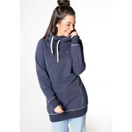 alife and kickin ALIFE & KICKIN Damen Longsweatshirt "HLSWEATAKA", blau, Gr. S, meliert, unifarben, Sweatware, Obermaterial: 70% Baumwolle, 30% Polyester,