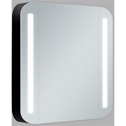 Badezimmerspiegelschrank Talos, B:60cm H:70cm T:8cm, schwarz, Aluminium, Schr&auml;nke, "Talos Black Linea", austauschbare LED-Beleuchtung, 60x70cm