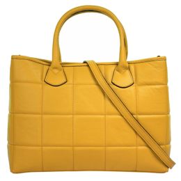 CLUTY Damen Henkeltasche, gelb, Leder, unifarben, Taschen, echt Leder, Made in Italy