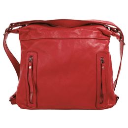 Samantha Look Damen Shopper, rot, Leder, vintage, Taschen, echt Leder, Made in Italy