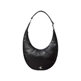 Calvin Klein Damen Hobo "BUCKLE CONVERTIBLE HOBO BAG"schwarz, Lederimitat, Polyester, Taschen, Schultertasche, Umh&auml;ngetasche, Hobo Bag mit CK-Logo