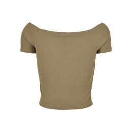 Urban Classics Damen T-Shirt "Urban Classics Damen Ladies Off Shoulder Rib Tee"khaki, Gr. 4XL, unifarben, 97% Baumwolle, 3% Elasthan, Shirts
