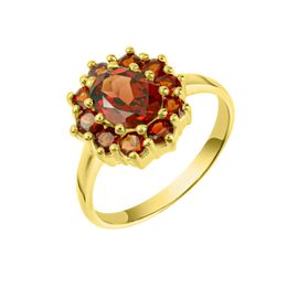 Vivance Damen Fingerring "925/- Sterling Silber vergoldet Granat", 058 (18,5), Silber 925 (Sterlingsilber), gelb, Silber 925 (Sterlingsilber),