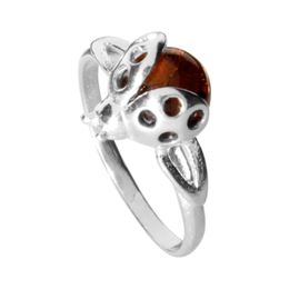 OSTSEE-SCHMUCK Damen Fingerring "- Marienk&auml;fer - Silber 925/000 - Bernstein", 44, silber, Fingerringe