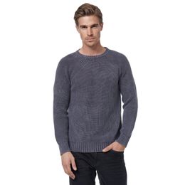 Rusty Neal Herren Strickpullover, grau, Gr. L, unifarben, 50% Polyacryl, 50% Baumwolle, Pullover, im einfarbigen Design