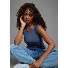Flashlights Damen Tanktop "U-Boot-Ausschnitt, viele Farben & Gr&ouml;&szlig;en", blau, Basic, Gr. 40, unifarben, Jersey, Obermaterial: 100% Baumwolle, Tops, aus
