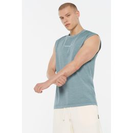 Harlem Soul Herren Muscleshirtfog blau, Gr. M, bedruckt, Single Jersey, Material: 100% Baumwolle, Shirts, mit offenen Kanten