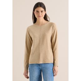 Cecil Damen Strickpullovergolden camel melange, Gr. L, unifarben, Stoff, 50% Viskose, 28% Polyester, 22% Nylon, Pullover, soft und weich