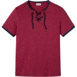 bonprix Herren T-Shirt "T-Shirt mit Schn&uuml;rung aus Baumwolle", blau, Gr. 64, Obermaterial: 100% Baumwolle, Shirts, regular fit, Kurzarm-Design, mit