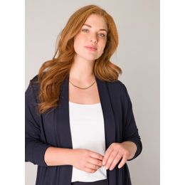 Damen Longstrickjacke "Ayla Long", blau, Gr. 44, Base Level Curvy, unifarben, Strick, Obermaterial: 94% Viskose, 6% Elasthan, Strickjacken, Gro&szlig;e