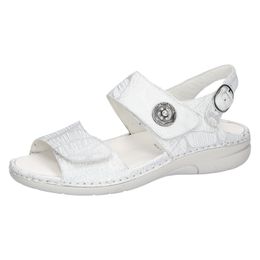 Waldl&auml;ufer WALDL&Auml;UFER Damen Sandale "Gunna", Gr. 7, wei&szlig;, Nubukleder, metallic, Schuhe, Sommerschuh, Sandalette, Keilabsatz, in bequemer Schuhweite G