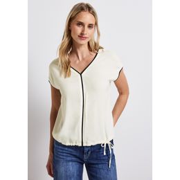 Street One Damen T-Shirt, wei&szlig;, Gr. 34, unifarben, Stoff, Vorderseite: 100% Viskose; R&uuml;ckseite: 95% Viskose, 5% Elasthan, Shirts, mit Elastiksaum