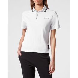Plein Sport Damen Poloshirt "Poloshirt", wei&szlig;, Gr. XS, Obermaterial: 100% Baumwolle, Shirts