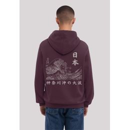 F4NT4STIC Herren Kapuzenpullover "Kanagawa Welle Golden Gai", rot, Gr. S, Obermaterial: 80% Baumwolle, 20% Polyester, Pullover, Premium Qualit&auml;t